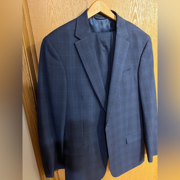 Izod | Suits & Blazers | Izod Blue Windowpane Suit44l Jacket 3832 Pant ...